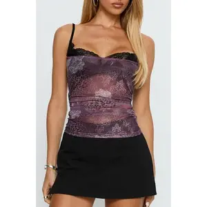 Princess Polly Worldly Mesh Overlay Bra Top - Purple