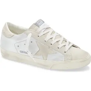 GOLDEN GOOSE Super-star Leather And Suede Sneakers - Silver/grey