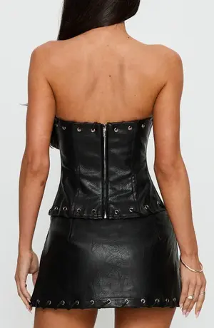 Princess Polly Pammie Faux Leather Strapless Top