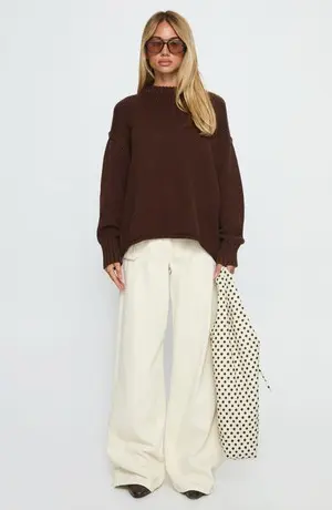 Princess Polly Wilda Oversized Cotton Crewneck Sweater