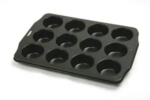 NORPRO 12 Cup Nonstick Muffin Pansteel Bakeware For Cupcakes And Muffins - Black