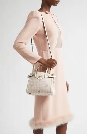 Valentino Garavani Small Antibes Gingham Canvas Tote - Ivory/multi