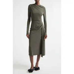 Women's Draped Long-Sleeve Jersey Dresses
