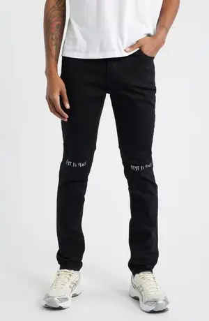 RtA Bryant Ripped Skinny Jeans - Black Rest In Peace
