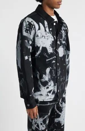 RtA Norris Graffiti Shirt Jacket - Graffiti Graphite