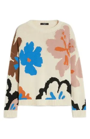 Max Mara Celebre Floral Oversize Sweater - Ivory Multi