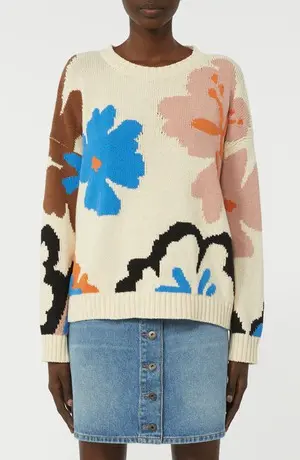 Max Mara Celebre Floral Oversize Sweater - Ivory Multi