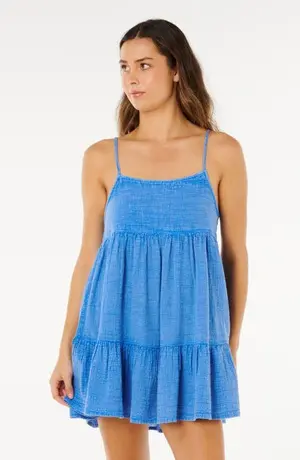 Rip Curl Classic Surf Tiered Cotton Sundress - Bright Blue