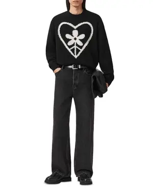 ALLSAINTS Finden Heart And Flower Graphic Knit Sweater