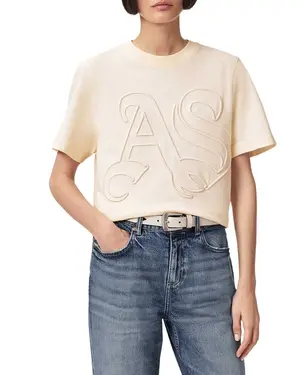 ALLSAINTS Lisa Embossed Tee - Pebble White