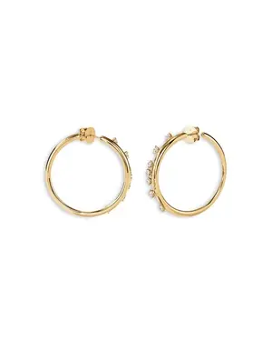 Hearts On Fire 18k Yellow Floating Diamond Barre Medium Hoop Earrings