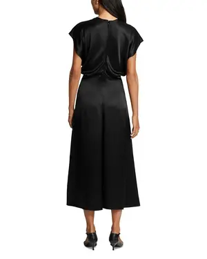 ARGENT Draped Silk Dress - Black