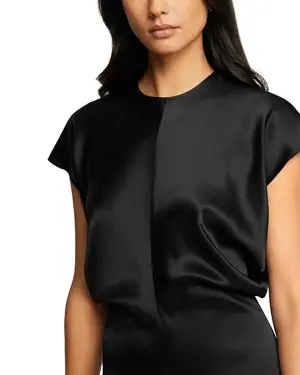 ARGENT Draped Silk Dress - Black