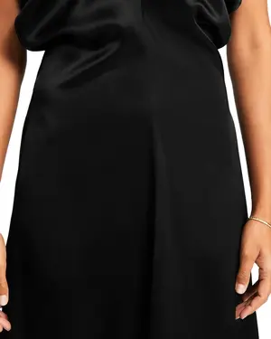 ARGENT Draped Silk Dress - Black