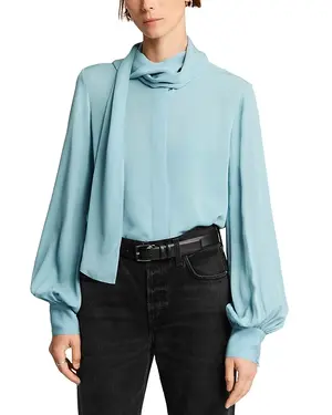 ARGENT Silk Scarf Neck Blouse