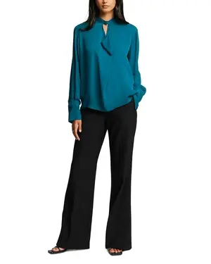 ARGENT Silk Button Neck Top