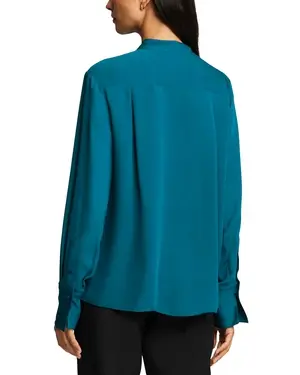 ARGENT Silk Button Neck Top