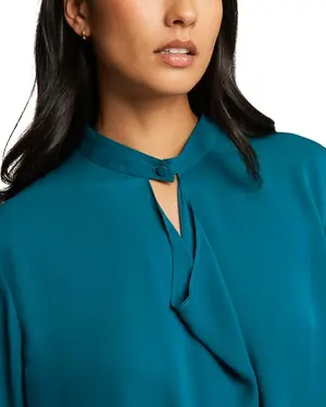 ARGENT Silk Button Neck Top