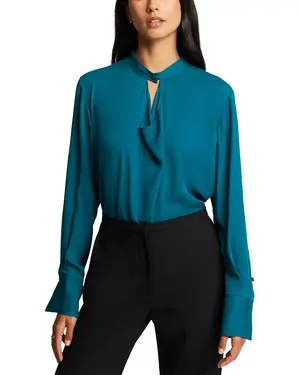 ARGENT Silk Button Neck Top