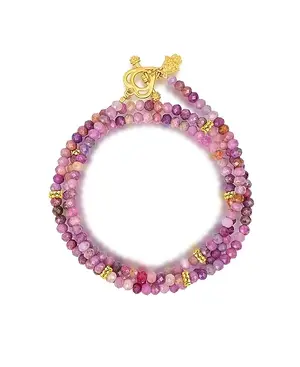 KARMA AND LUCK Ruby Heart Wrap Bracelet - Pastel Purple/gold