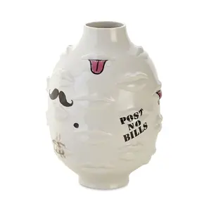 Jonathan Adler Gala Round Vase Graffiti - White