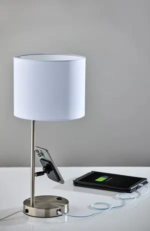 ADESSO Wyatt Supercharger Desk Lamp - Brushed Steel