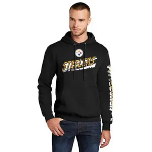 STARTER Pittsburgh Steelers Wordmark Logo Pullover Hoodie - Black
