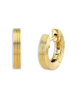SYDNEY EVAN 14k Yellow Fluted Small Hoop Earrings - Gold
