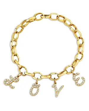 SYDNEY EVAN 14k Yellow Diamond Love Charm Bracelet - Gold