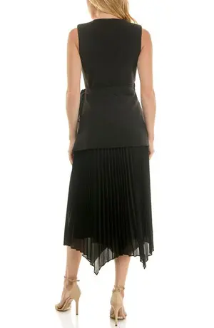 SOCIALITE Mixed Media Pleated Dress