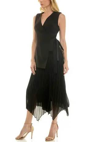SOCIALITE Mixed Media Pleated Dress