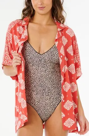 Rip Curl Ventura Print Camp Shirt - Red