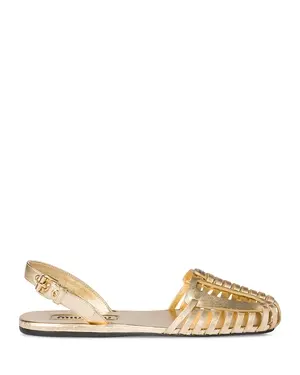 Miu Miu Huarache Slingback Flats - Platino
