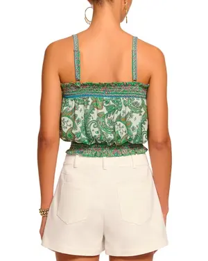 Ramy Brook Miley Paisley Smocked Top