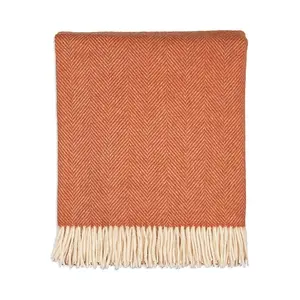 PRINCE OF SCOTS Herringbone Merino Wool Throw - Heriloom Tomato