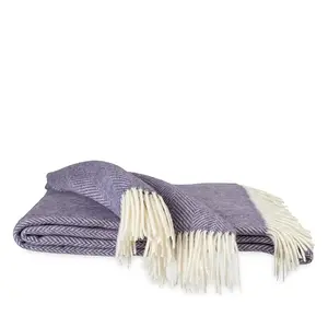 PRINCE OF SCOTS Herringbone Merino Wool Throw Lavender