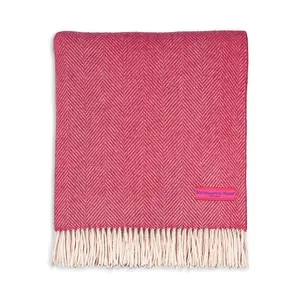 PRINCE OF SCOTS Herringbone Merino Wool Throw - Pink