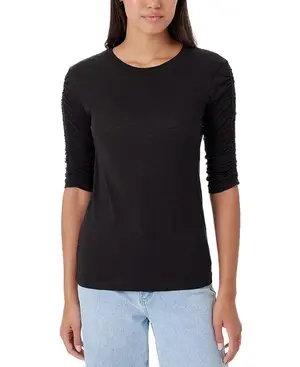 Goldie LeWinter Ruched Half Sleeve Tee - Black
