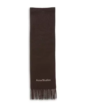 Acne Studios Alpaca Wool Logo Scarf Dark Brown