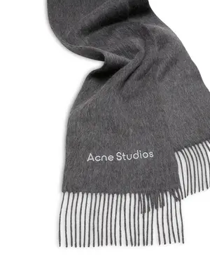 Acne Studios Alpaca Wool Logo Scarf - Grey Melange