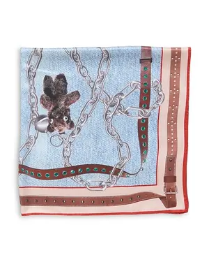 Acne Studios Printed Silk Scarf - Denim Blue