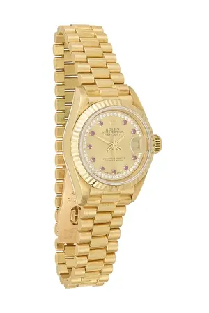 Rolex 18k Diamond Ruby Dial Datejust President 69178 26mm - Gold