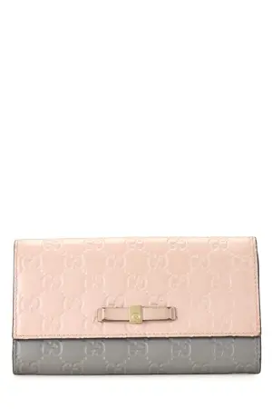 Gucci Pink & Grey Ssima Bow Wallet - Multi