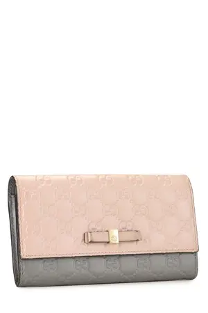 Gucci Pink & Grey Ssima Bow Wallet