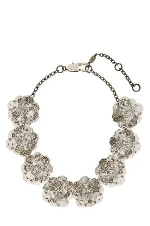 Chanel Crystal Flower Pendant Necklace - Silver