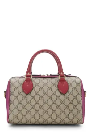 Gucci Original Gg Supreme Canvas Boston Handbag With Leather Trim - Beige