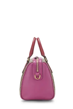 Gucci Original Gg Supreme Canvas Boston Handbag With Leather Trim - Beige