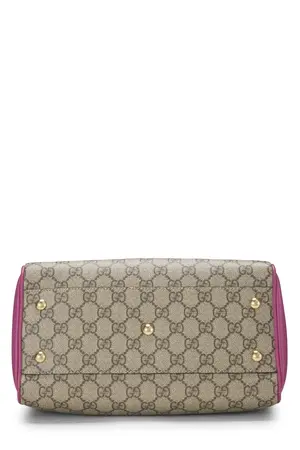 Gucci Original Gg Supreme Canvas Boston Handbag With Leather Trim - Beige