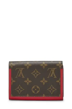 LOUIS VUITTON Monogram Canvas Flore Compact Wallet - Red