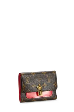 LOUIS VUITTON Monogram Canvas Flore Compact Wallet - Red